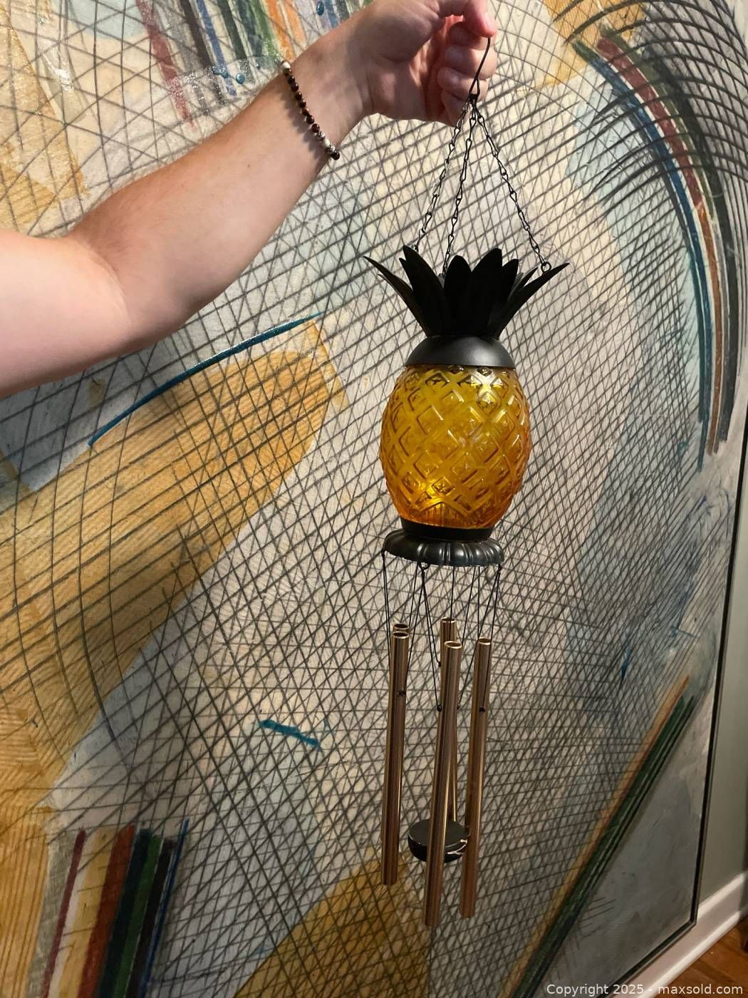 Pineapple Amber Glass Wind Chime | Maxsold