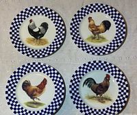 Williams-Sonoma blue check chicken plates, 4pcs | Maxsold