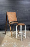 Wooden art easel with metal-leg stool | Maxsold