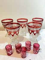 Indiana Glass ruby goblets, Bohemian cups & corkscrew | Maxsold