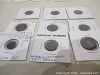 Nine Ancient Roman Carded Coins c.300-400 AD | Maxsold