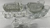 Vintage glass snack sets, crystal cream & sugar | Maxsold