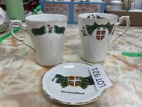 Royal Adderley Bone China Newfoundland Mugs And Dish | Maxsold