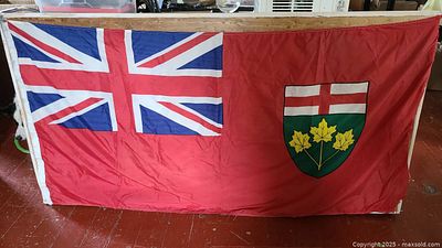 66" x 35" Red Flag with Union Jack Canton | Maxsold