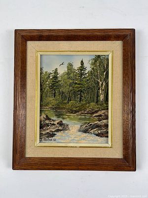M.S. Hansen 1988 River Scene painting | Maxsold