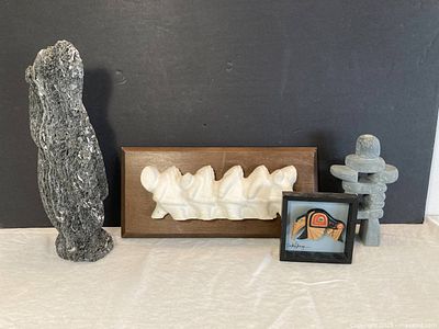 First Nations Stone & Wood Carvings 4pcs | Maxsold