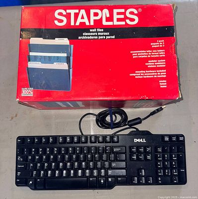 Staples wall files and Dell wired keyboard | Maxsold