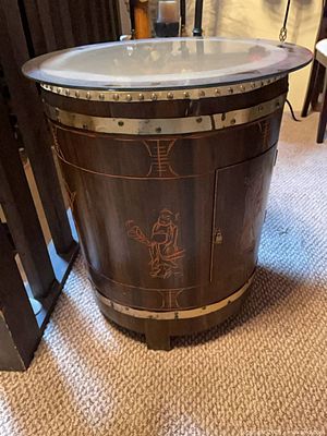 Round Drum Side Table with Glass Top | Maxsold