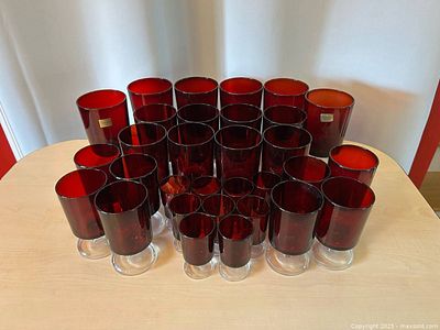 Luminarc ruby red glassware, 31 pcs, France | Maxsold