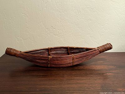 Long rattan wicker oval boat-shape basket | Maxsold