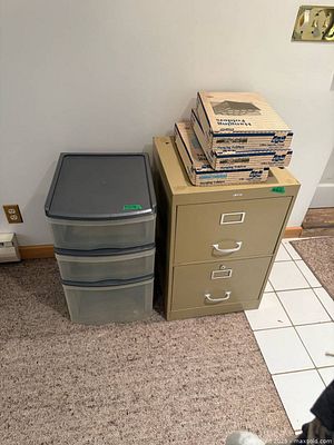 Cole 2-drawer metal filing cabinet, plastic 3-drawer storage and ...