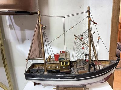 Wood Model Fishing Trawler with Stand | Maxsold