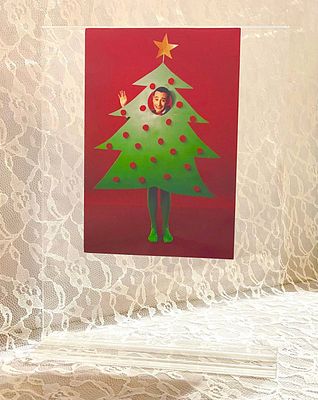 Signed Pee-wee Herman holiday card in acrylic stand | Maxsold