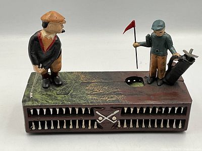 Cast Iron Birdie Putt Golf Mechanical Bank | Maxsold