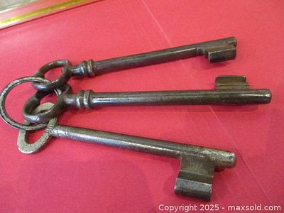 Three large antique prison cell skeleton keys | Maxsold