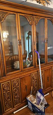 Solid pecan wood china cabinet 68" W | Maxsold