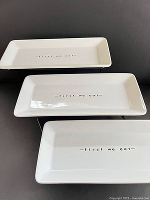 Three-tier appetizer stand with china plates | Maxsold