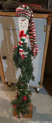 Handcrafted Wooden Snowman Post Decoration | Maxsold