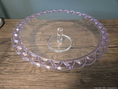 Vintage lavender lace glass cake stand | Maxsold