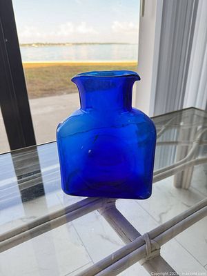 Cobalt blue Blenko glass bottle vase | Maxsold