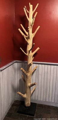 Natural wood coat tree, 7-ft | Maxsold