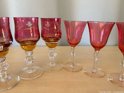 8 Vintage Ruby Flash Cordial Glasses | Maxsold