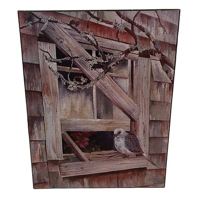 Rustic bird barn window wall art print 11.5" x 14" | Maxsold