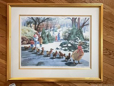 Thomas Rebek signed lithograph Ducklings in the Boston Public Garden ...