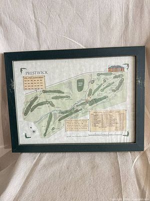 Prestwick golf course map framed print | Maxsold