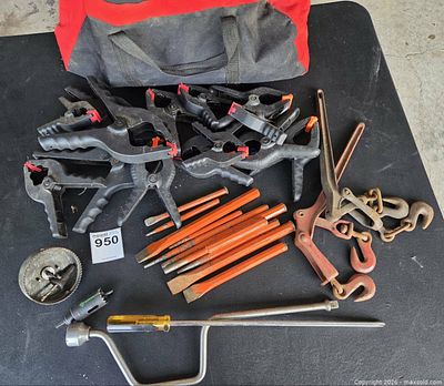 Clamps, chisels and assorted hand tools | Maxsold