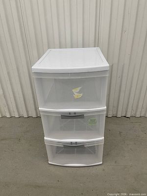 White Translucent Plastic 3-Drawer Stackable Organizer | Maxsold