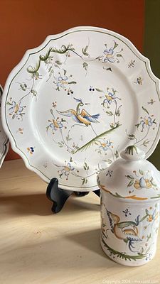 Atelier St Michel Moustiers faience plates and covered jar | Maxsold