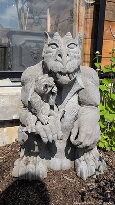 Resin Gargoyle Statue - Mother with Baby | Maxsold