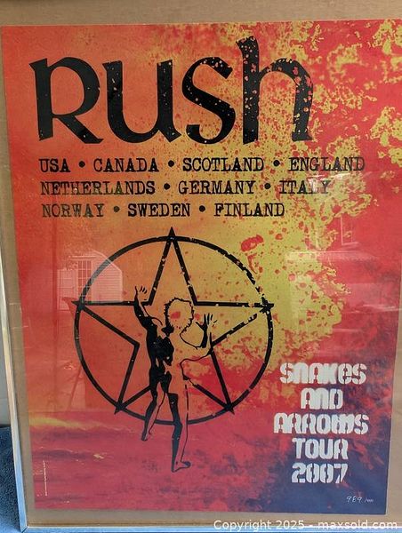 2007 Rush Snakes And Arrows Tour Poster Numbered 989/1000, Framed | Maxsold