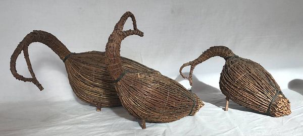 Three Cree handmade tamarack goose sculptures | Maxsold