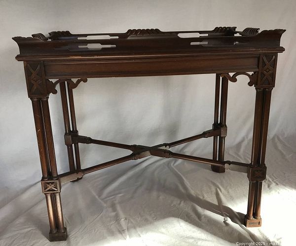 Georgian style wood side table with removable tray | Maxsold