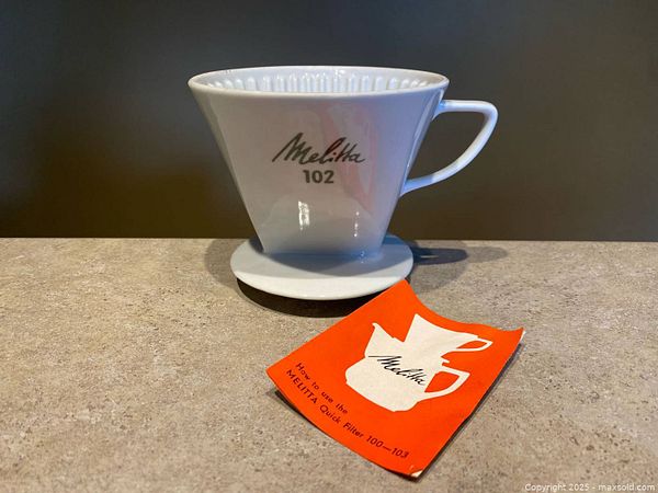 Melitta 102 porcelain coffee filter cone with pamphlet | Maxsold