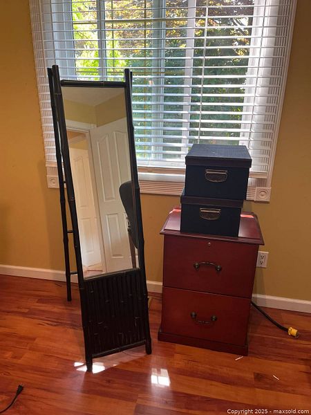 Tall Mirror, File Cabinet, Storage Boxes | Maxsold