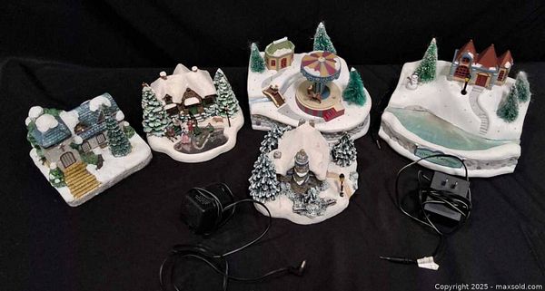Set of 3 lighted resin winter village displays | Maxsold