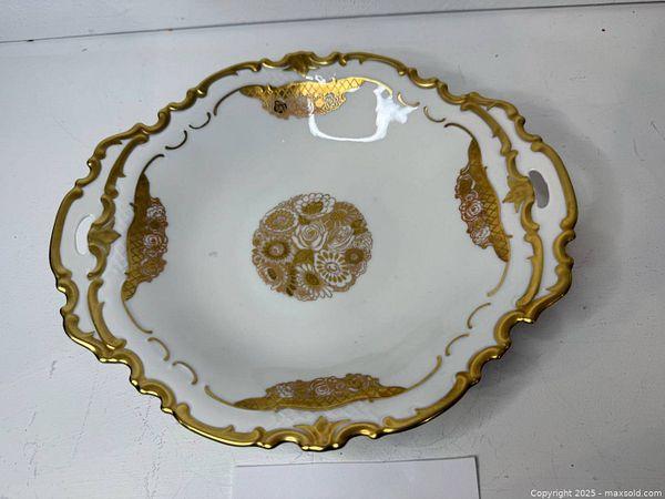 Reichenbach Germany gold roses oval serving dish | Maxsold