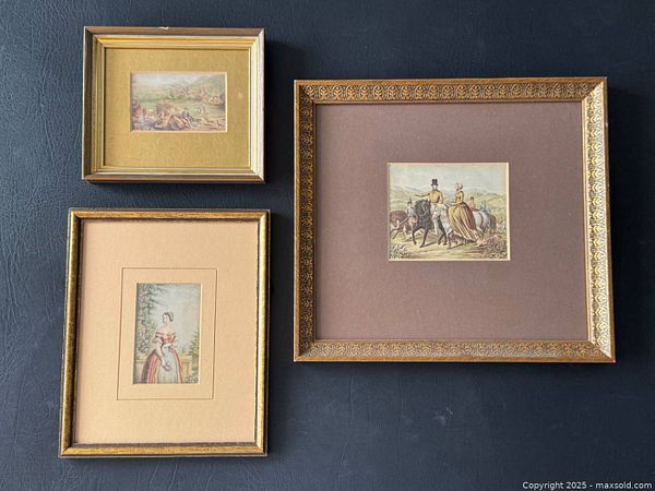 Three antique miniature Baxter prints | Maxsold