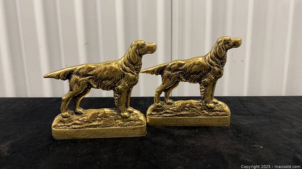 Vintage brass hunting dog bookends pair | Maxsold