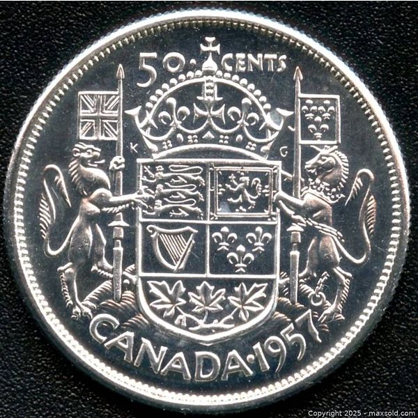 1957 Canadian 50 Cents Silver Coin | Maxsold