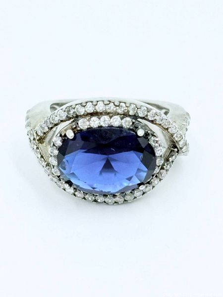 Sterling silver ring blue stone size 7 | Maxsold