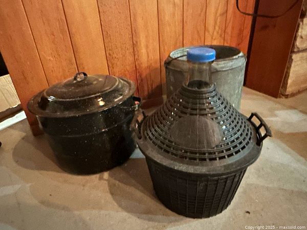 Graniteware Canning Pot, Glass Carboy, Galvanized Bucket | Maxsold