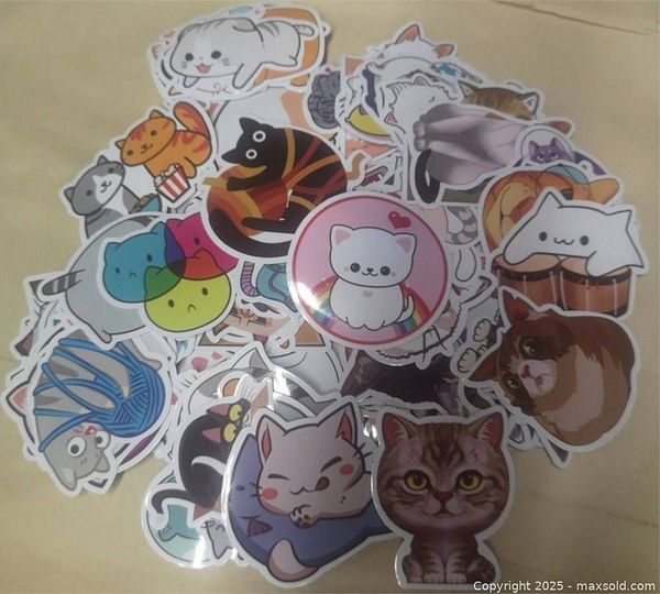 200-piece cat meme vinyl stickers | Maxsold