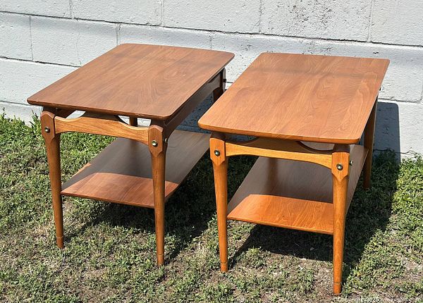 Pair of 1960s Heirloom of Canada solid wood two-tier end tables | Maxsold