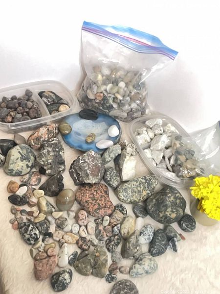 Assorted polished and raw stones collection | Maxsold