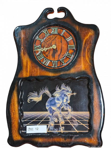 1982 Sue Dawe lacquered wood wall clock | Maxsold