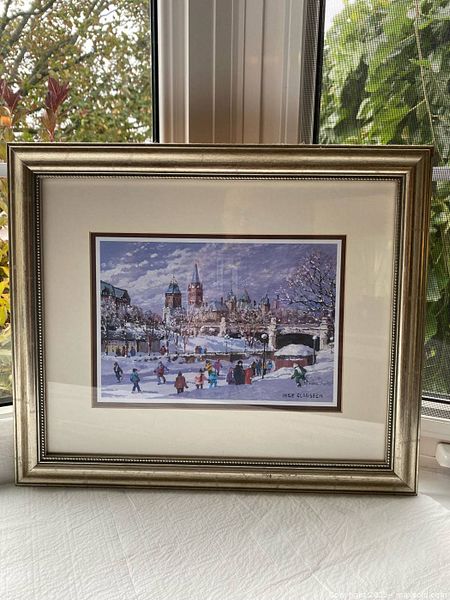 Inge Claussen winter skating scene print | Maxsold